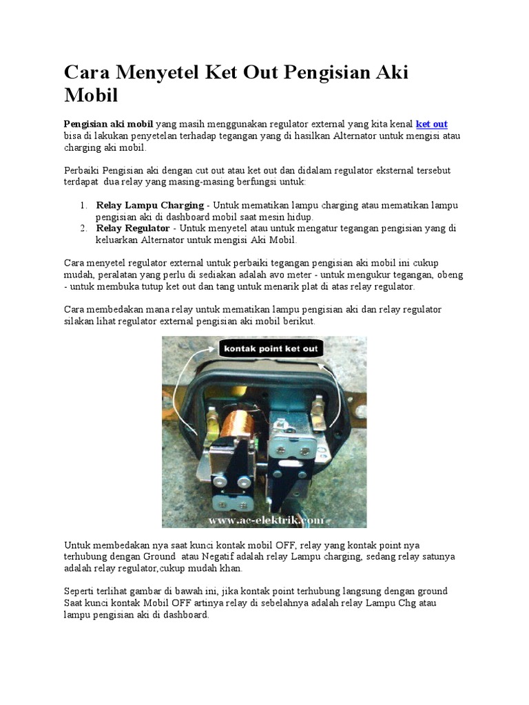 Menyetel Regulator Pengisian Aki Mobil | PDF