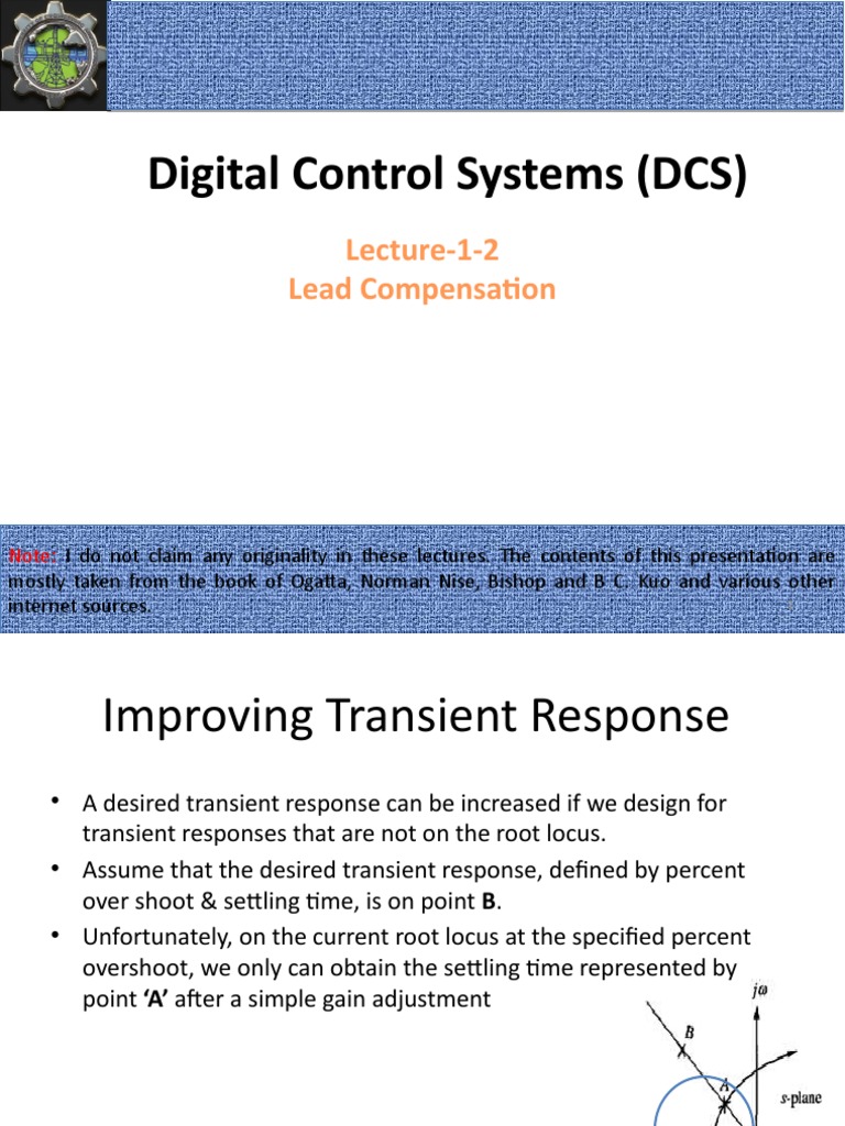 Digital Control Systems (DCS) : Lecture-1-2 Lead Compensation | PDF ...