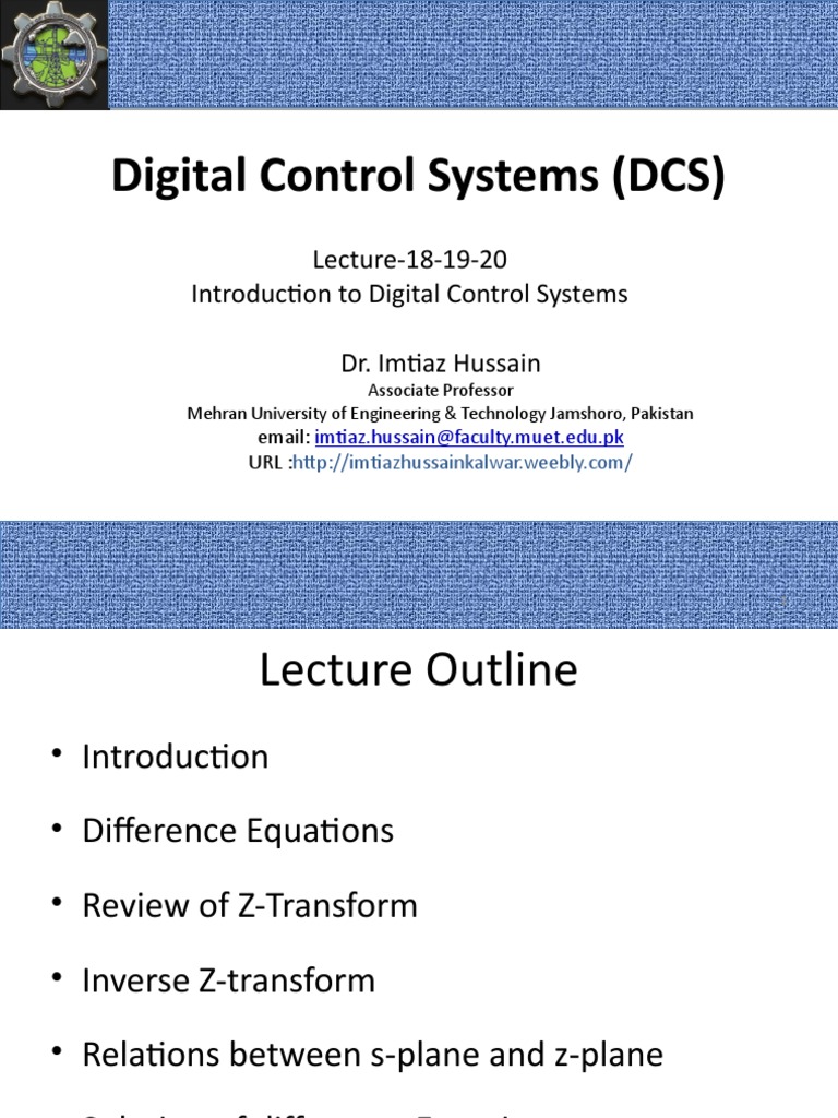 Lecture-18-19-20 Introduction To Digital Control Systems Dr. Imtiaz ...