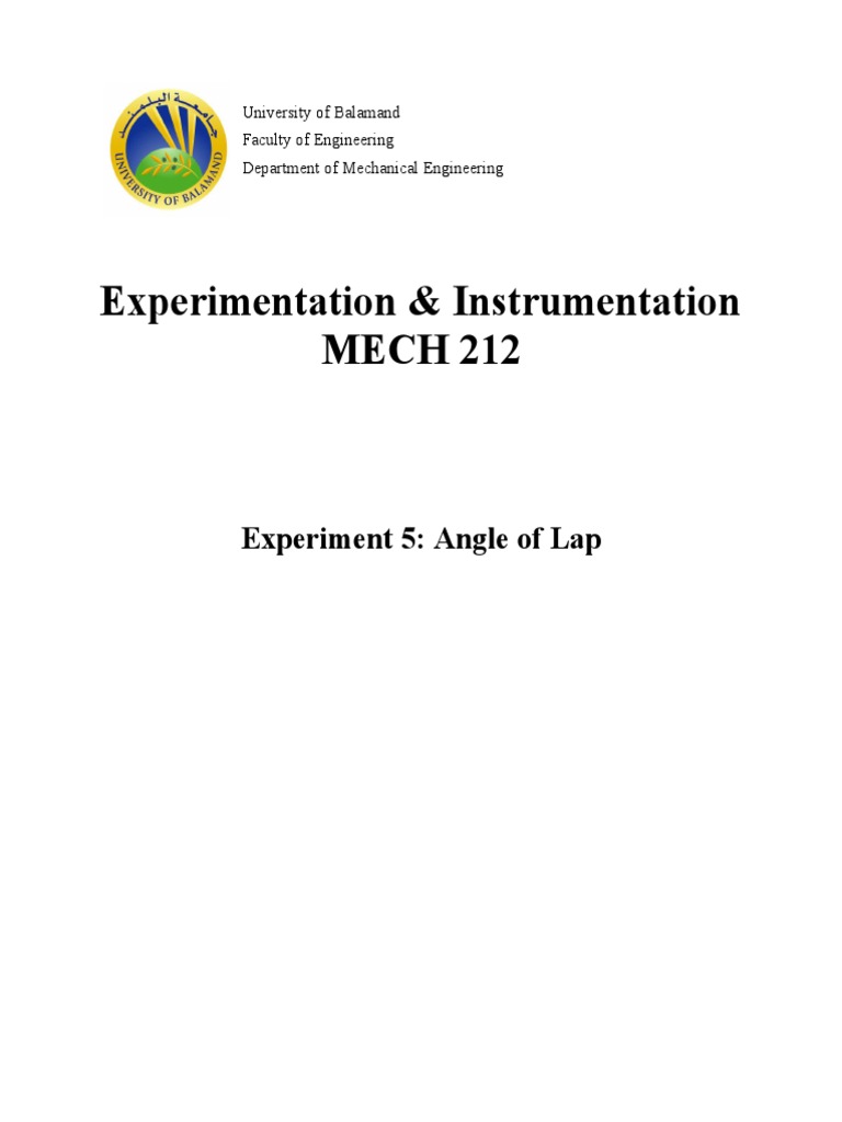 Angle of Lap Experiment | PDF | Belt (Mechanical) | Mechanical Engineering