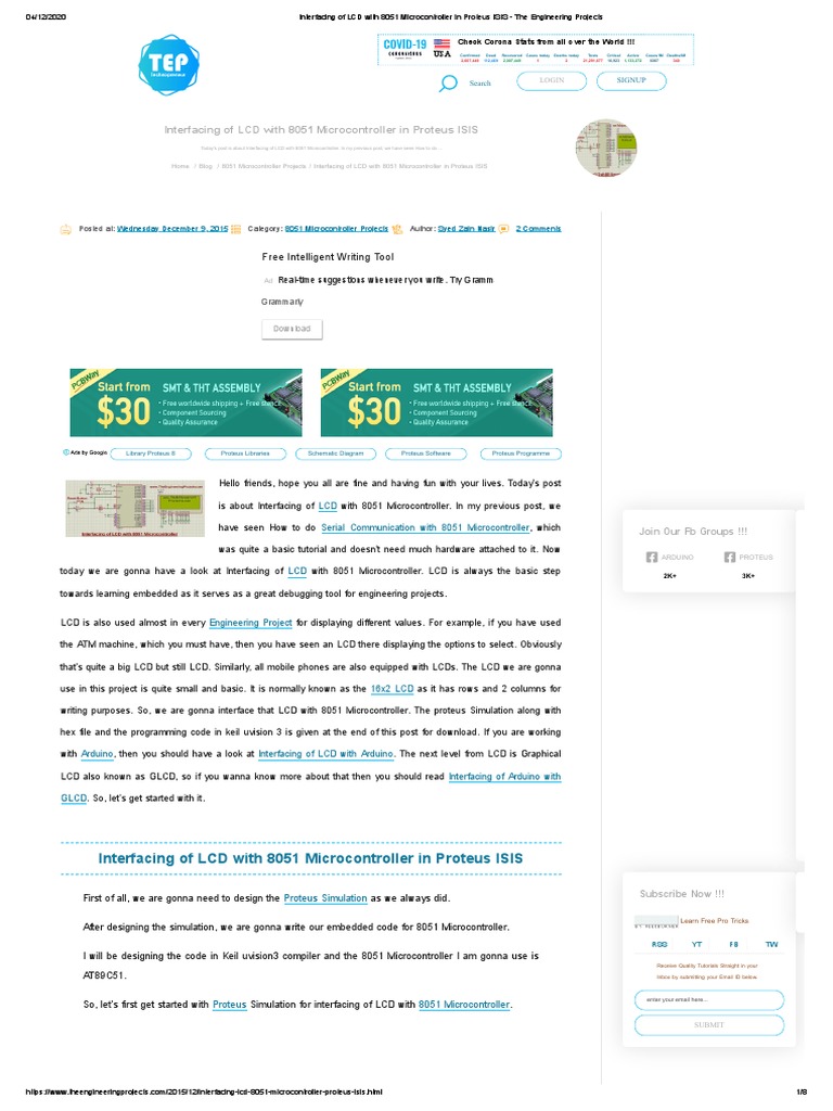 Interfacing of LCD With 8051 Microcontroller in Proteus ISIS - The Engineering Projects PDF ...