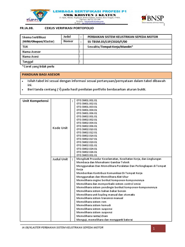 Ceklis Verifikasi Perbaikan Kelistrikan Motor | PDF