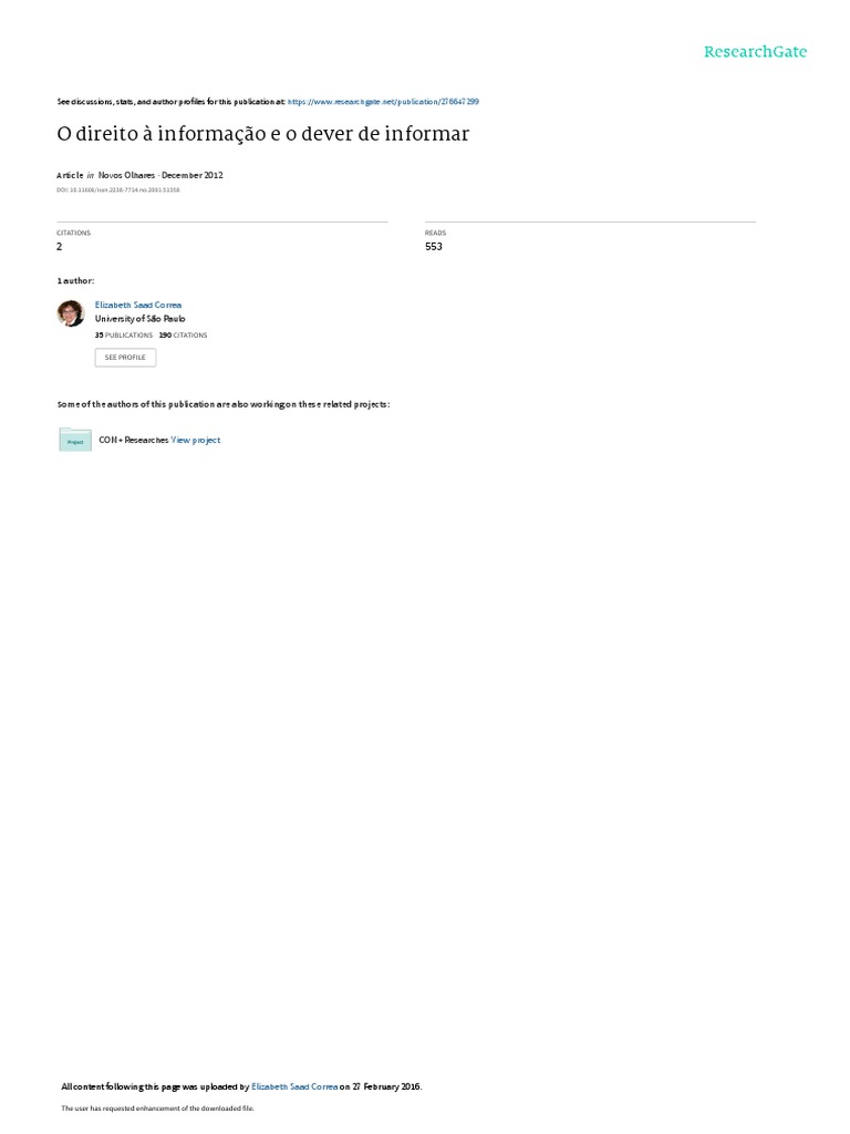 O Direito A Informacao e o Dever de Informar PDF | PDF | Jornalismo ...
