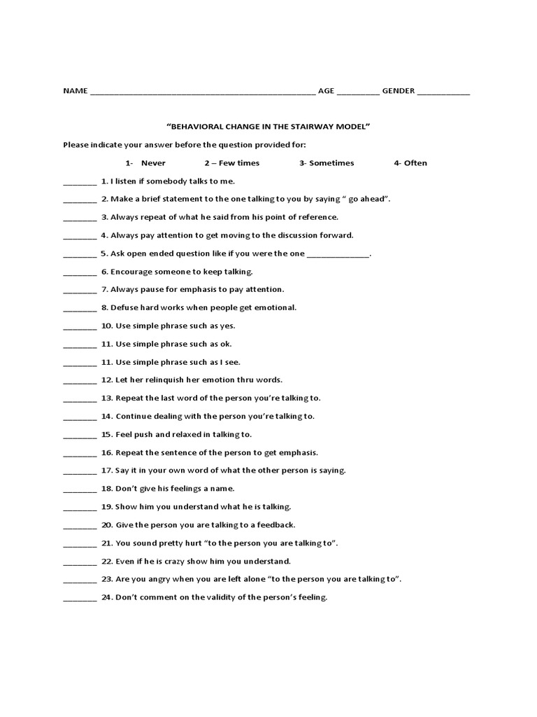 Behavioral Change Stairway Model Guide | PDF | Language Arts & Discipline