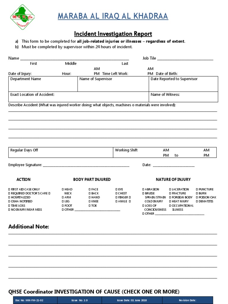 Incident Investigation Report | Download Free PDF | Occupational Safety ...