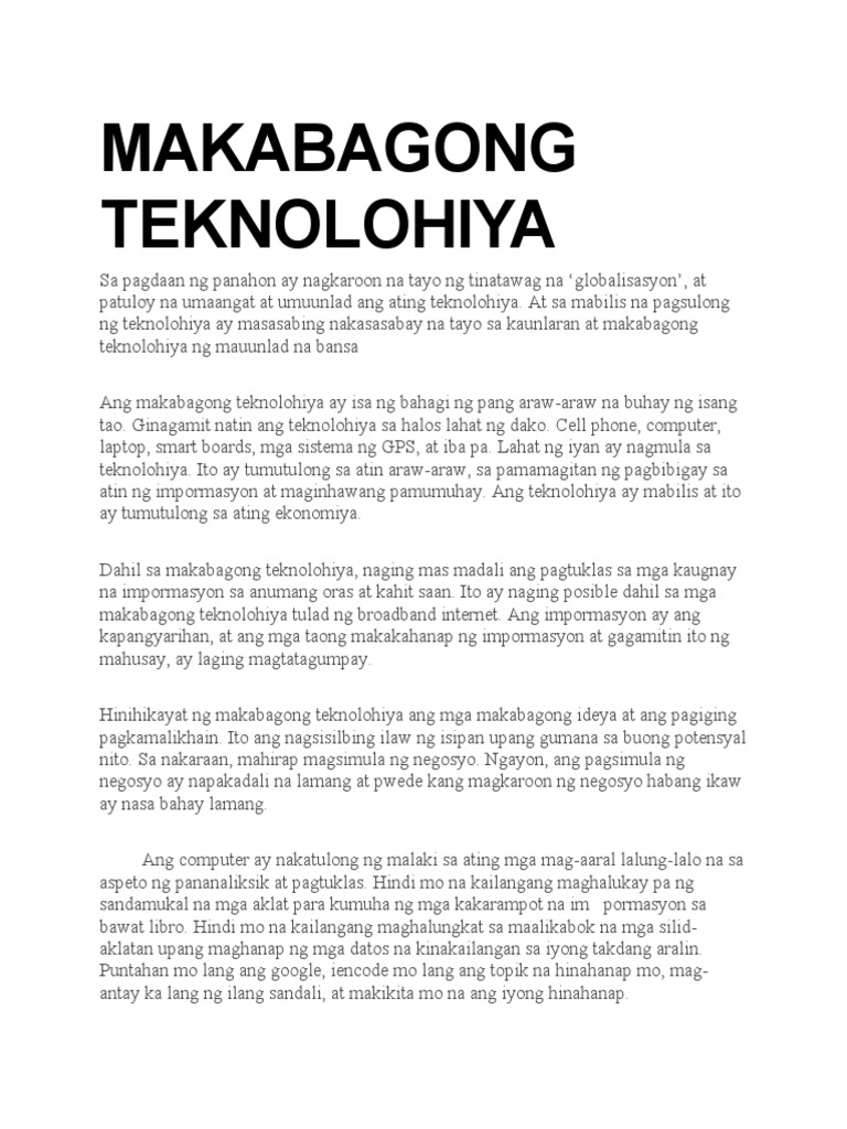 Makabagong Teknolohiya | PDF
