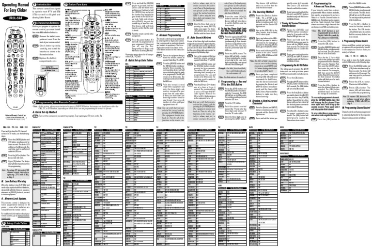 Universal Remote Instructions Amino | PDF | Remote Control ...