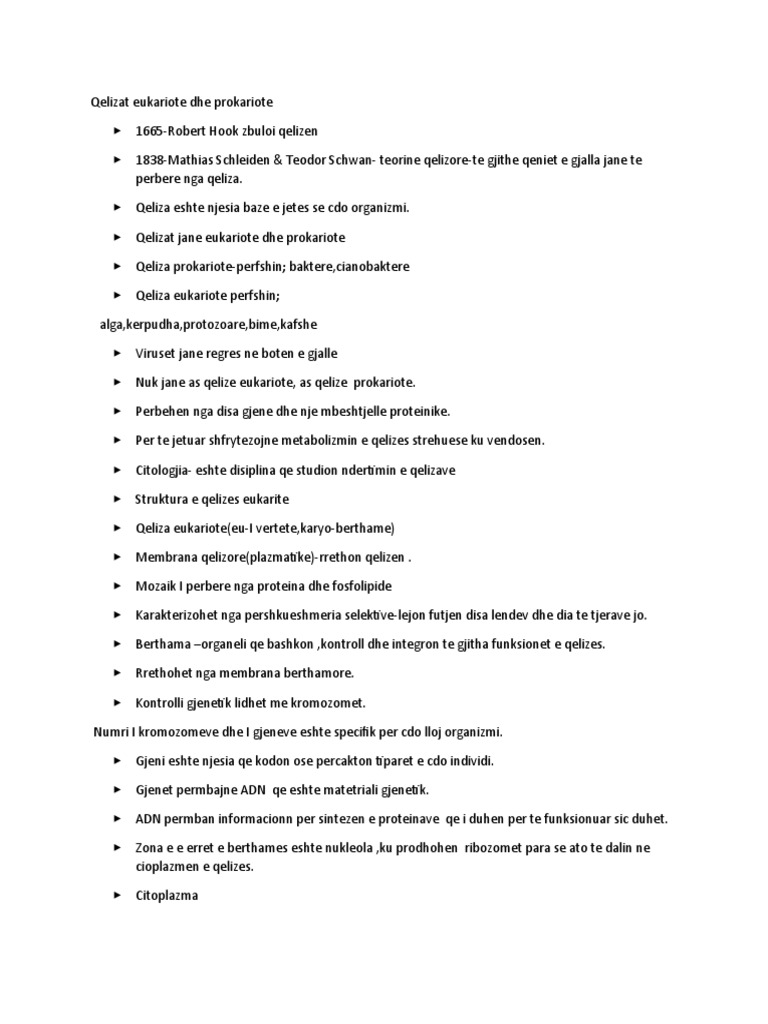 Qelizat Eukariote Dhe Prokariote | PDF