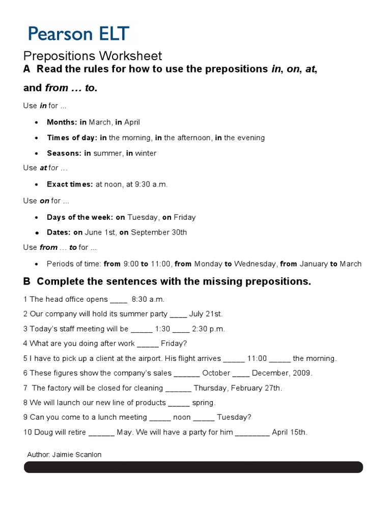 Prepositions With Answer Key Esl Worksheet By Giovanni Prep | PDF