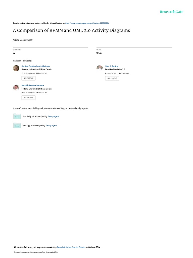 A Comparison of BPMN and UML 2.0 Activity Diagrams: January 2008 | PDF ...