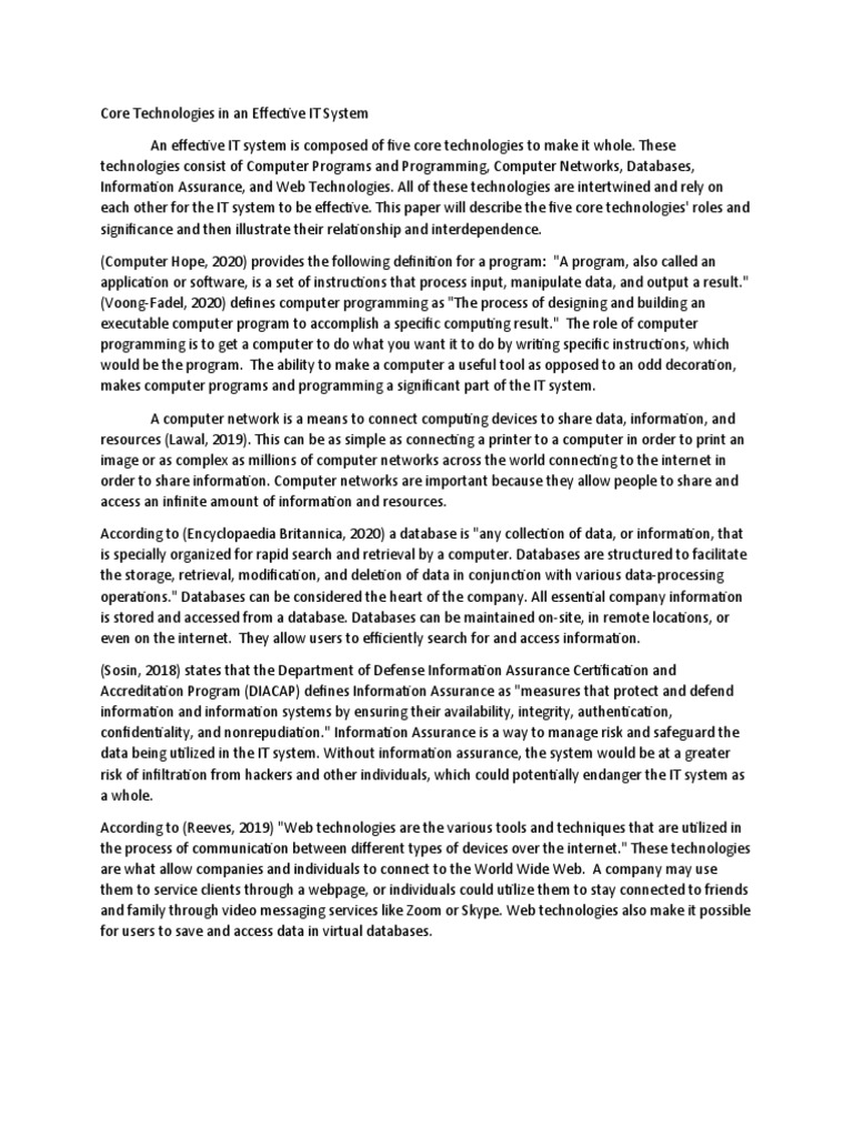 Core Technologies in An Effective IT System | PDF | Computer Program ...