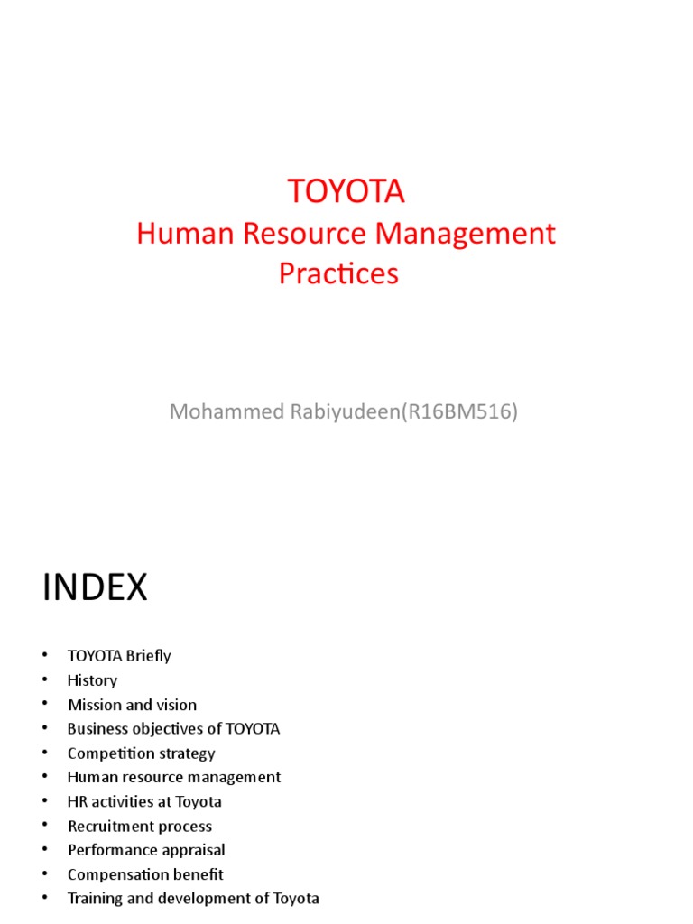 Toyota's Commitment to Developing Human Resources: An Overview of ...