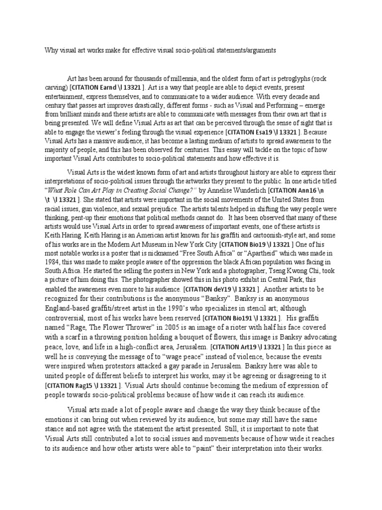 Why Visual Art Works Make For Effective Visual Socio-Political ...