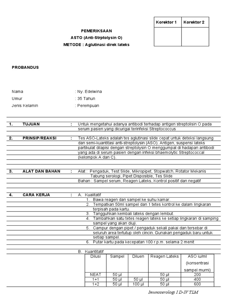 Pemeriksaan ASO: Metode dan Hasil | PDF
