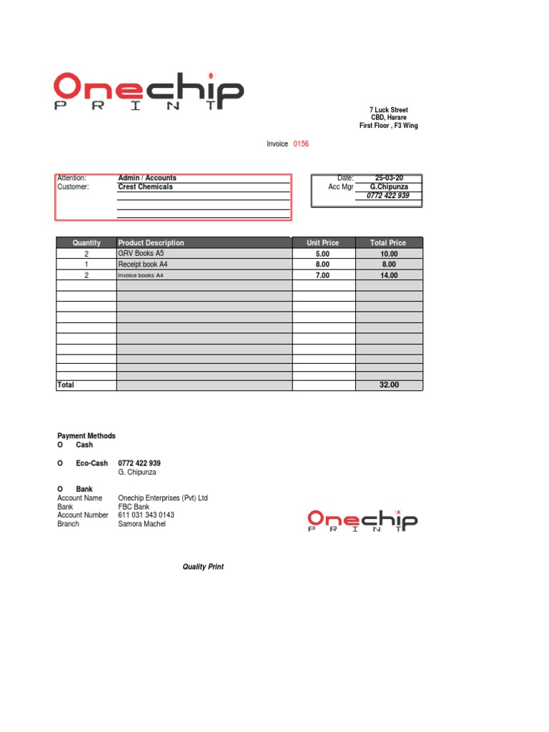 Crest Invoice GRV 25 Marc 0156 | PDF