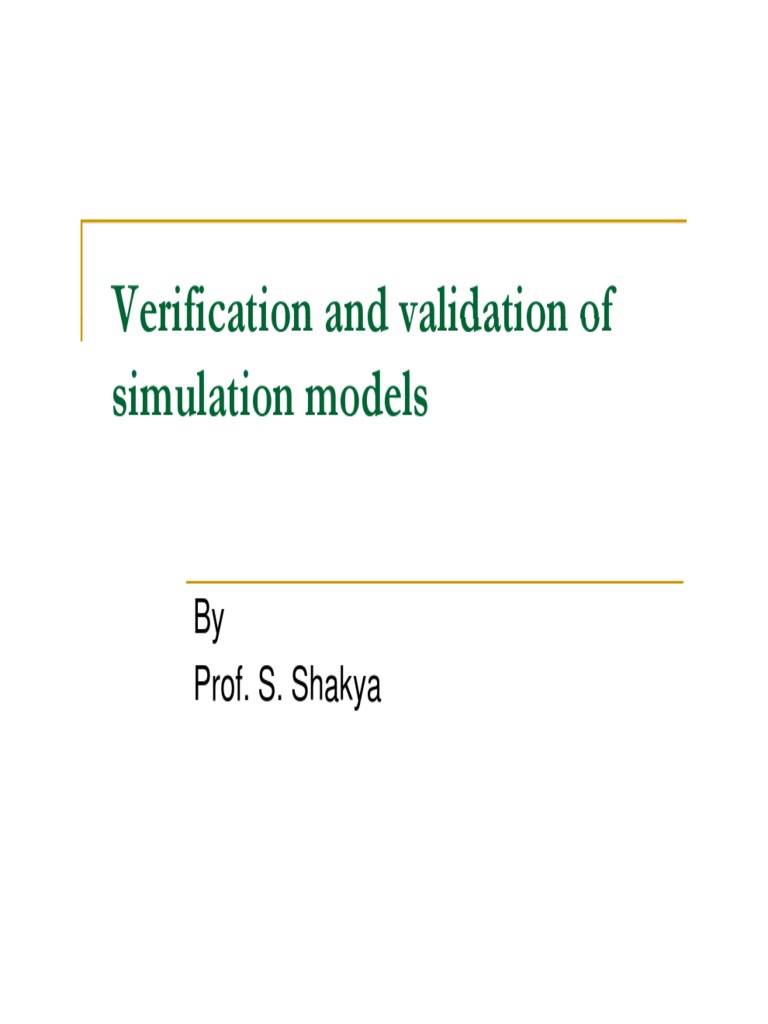 Verification and Validation of Verification and Validation of Simulation Models | PDF ...