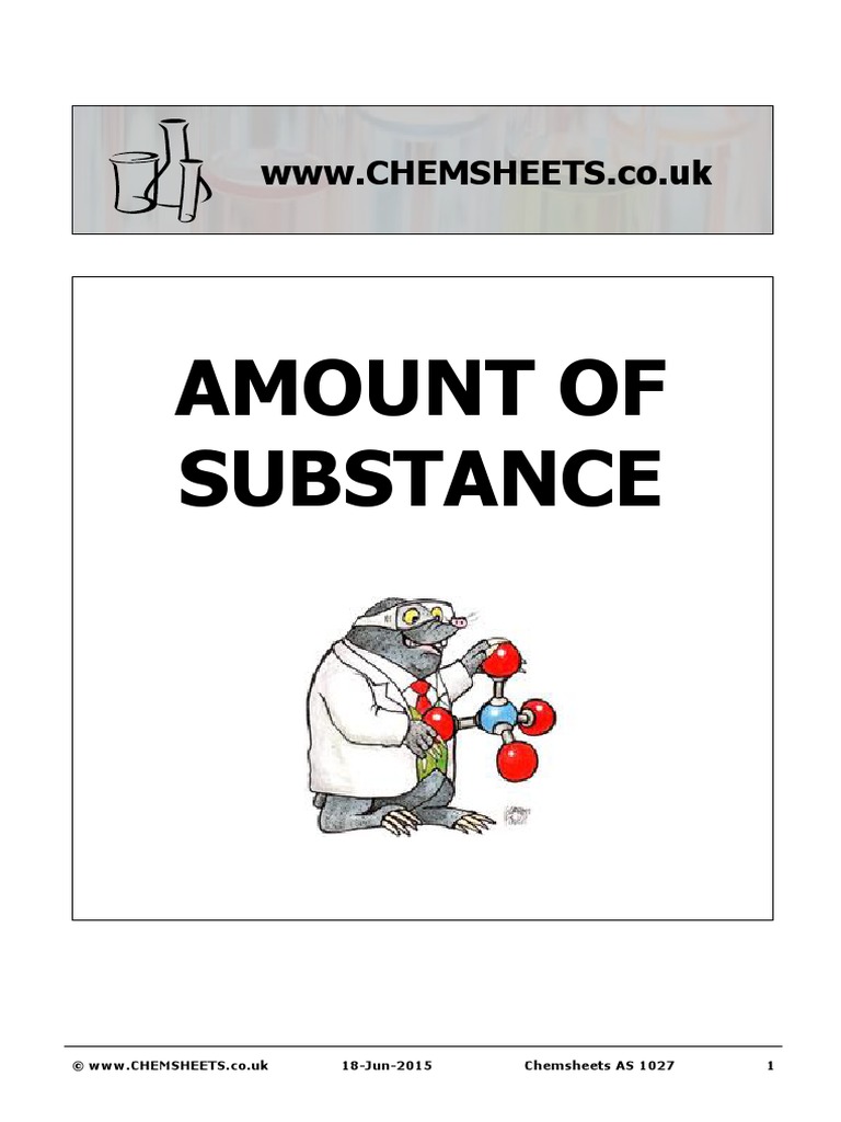 Chemsheets AS 1027 (Amount of Substance) | PDF | Oxide | Chlorine