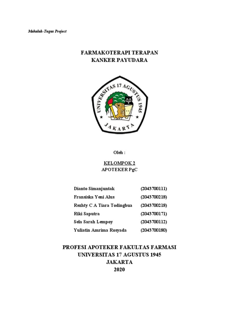 Farmakoterapi Terapan Kanker Payudara: Makalah-Tugas Project | PDF