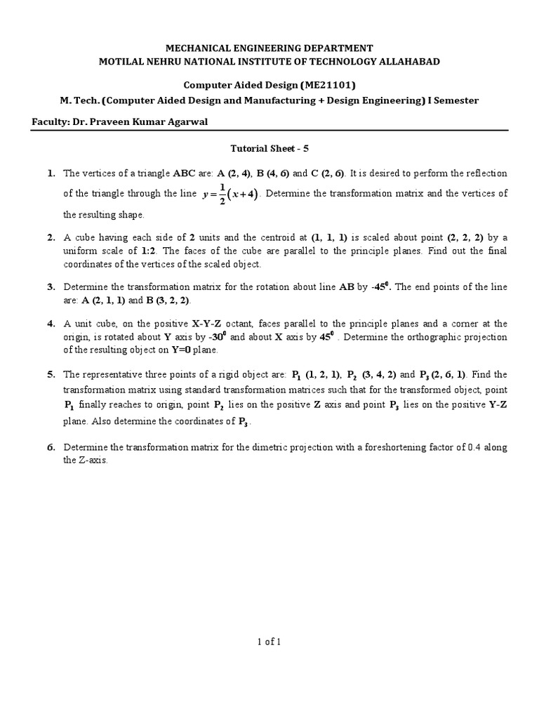 ME21101 Tutorial Sheet 5 | PDF