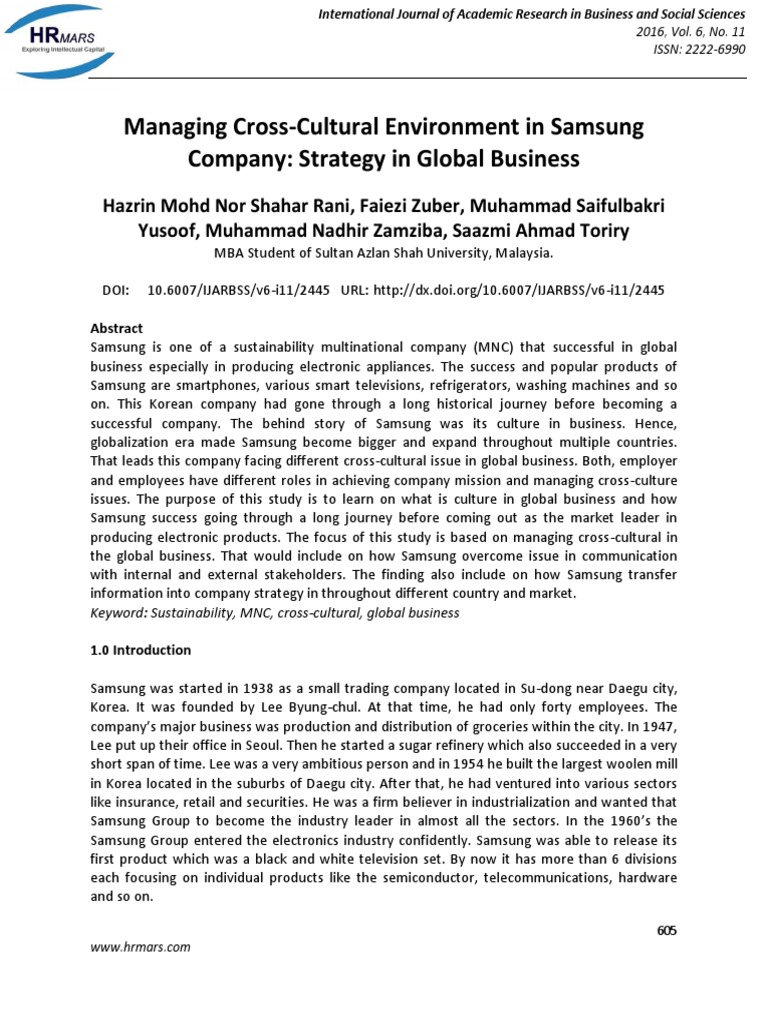 Managing Cross-Cultural Issues at Samsung | PDF | Refrigerator ...