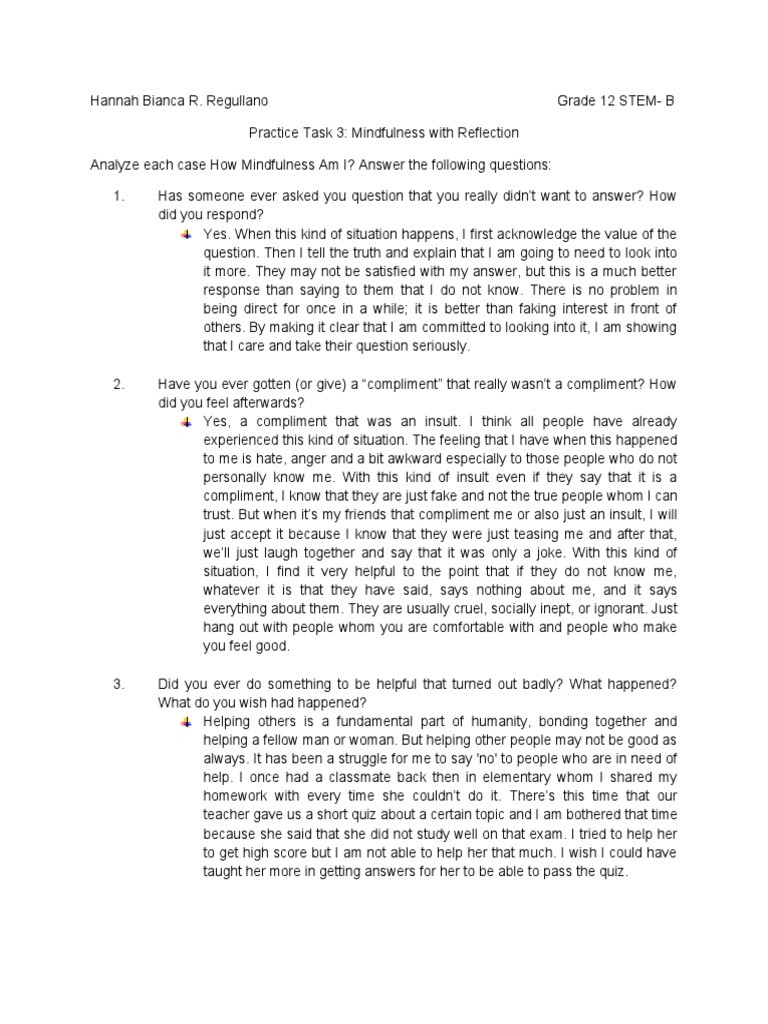 Mindfulness With Reflection | PDF | Mindfulness | Behavior Modification