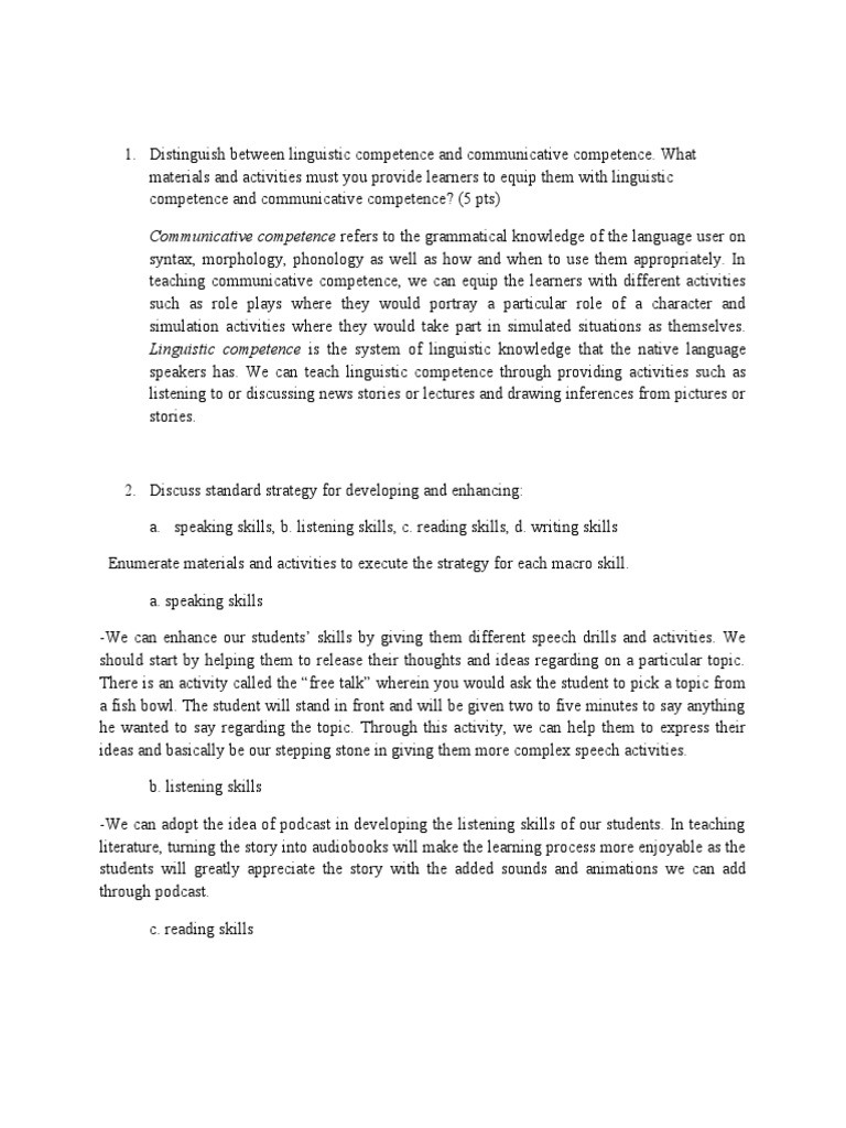Sample Examination | PDF | Linguistics | Speech