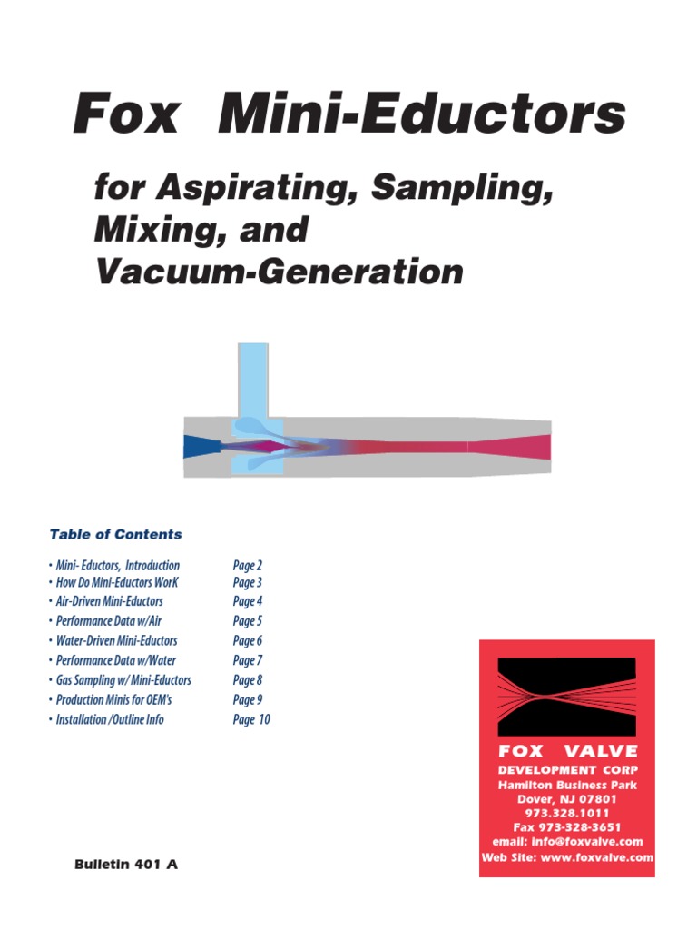 Industrial Mini-Eductors Guide | PDF | Pump | Flow Measurement