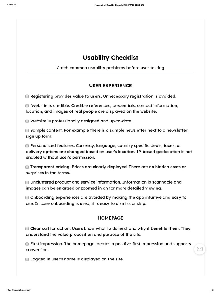 Usability Checklist PDF | PDF | Usability | Computer Keyboard