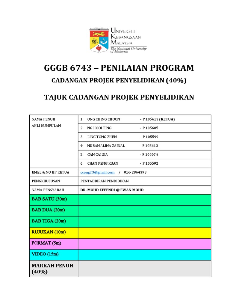 Template Cadangan Proposal Projek Pkp 40 Percent Pdf