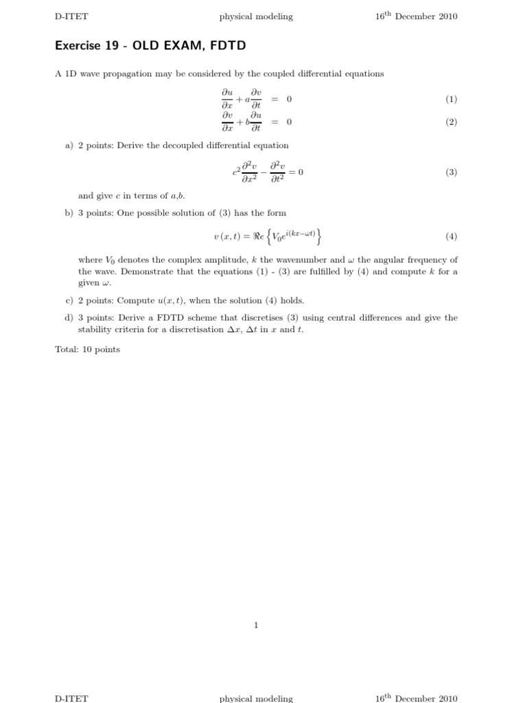 FDTD and FEM Exam Exercises | PDF | Finite Element Method | Equations