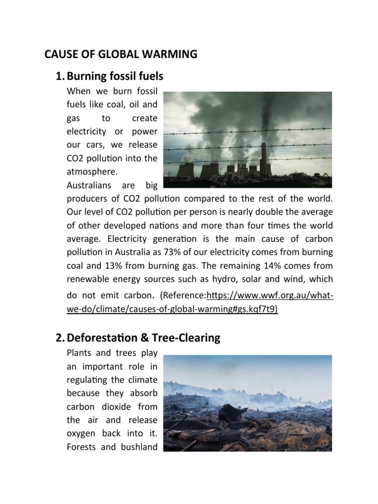Cause of Global Warming 1. Burning Fossil Fuels | PDF | Carbon Dioxide ...