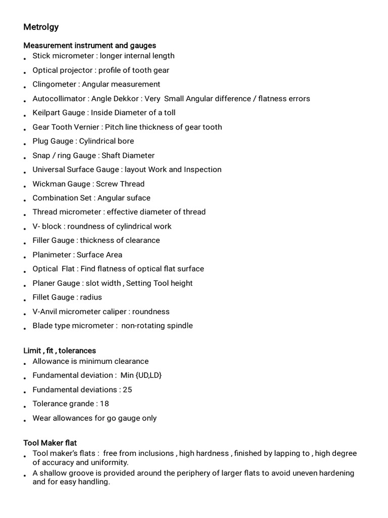 Metrolgy: Measurement Instrument and Gauges | PDF | Tools | Equipment