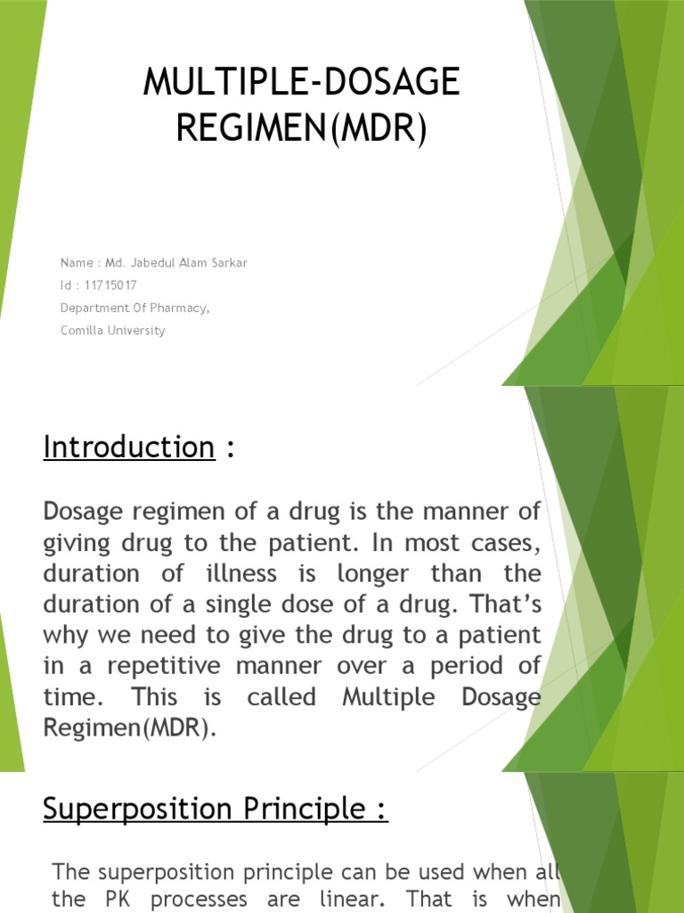 Multiple-Dosage Regimen (MDR) : Name: Md. Jabedul Alam Sarkar Id ...