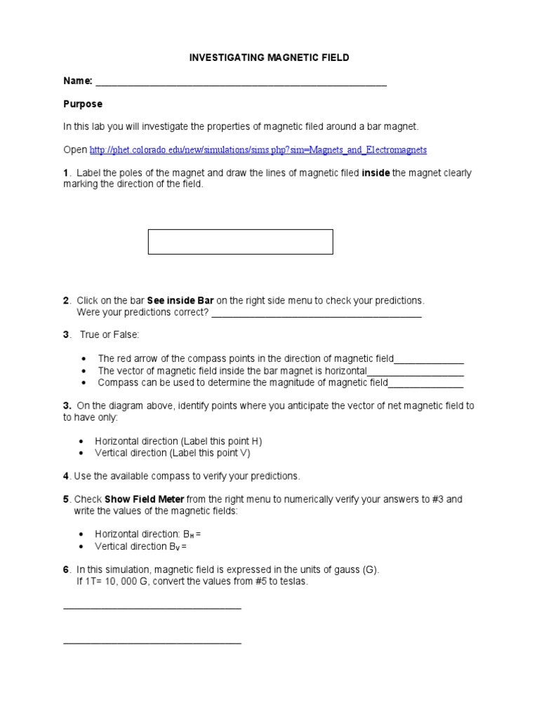 Magnetic Field Investigation Lab | PDF | Euclidean Vector | Magnetic Field