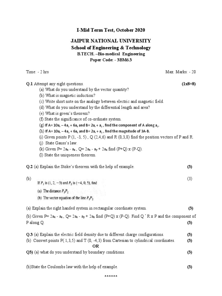 I-Mid Term Test, October 2020 Jaipur National University School of ...