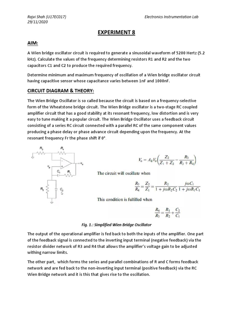 U17EC017 Lab8 | PDF | Electronic Oscillator | Amplifier