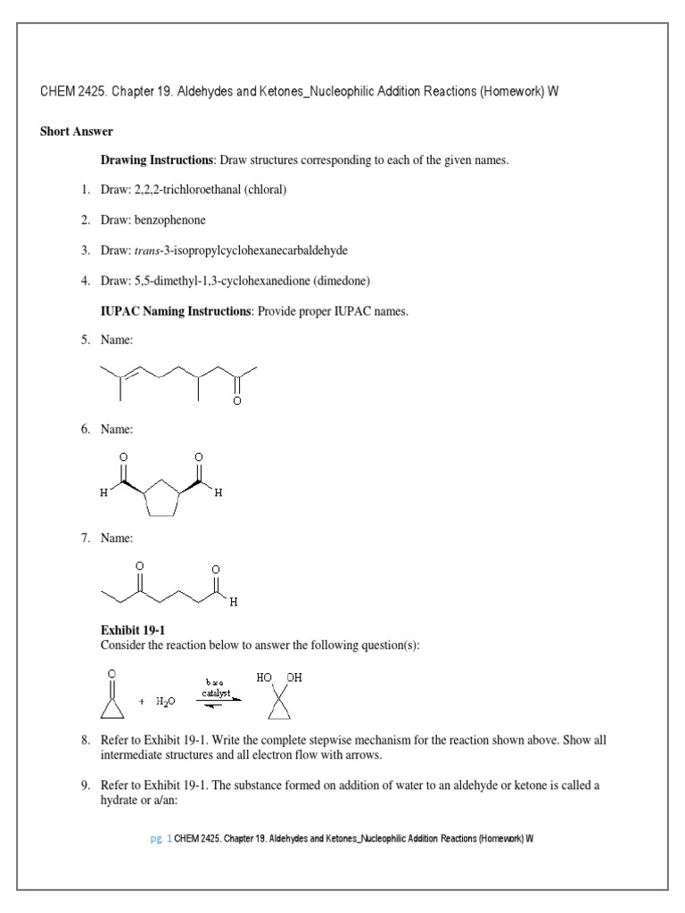 CHEM 2425. Chapter 19. Aldehydes and Ketones - Nucleophilic Addition ...