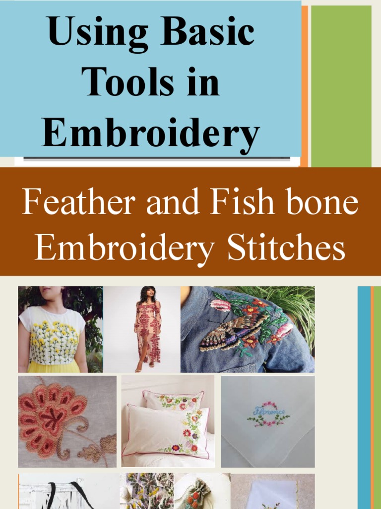 Fishbone and Feather Stitch | PDF | Embroidery | Needlework