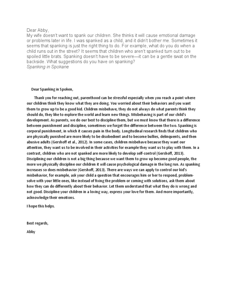 Dear Abby 8 | PDF | Spanking | Parenting