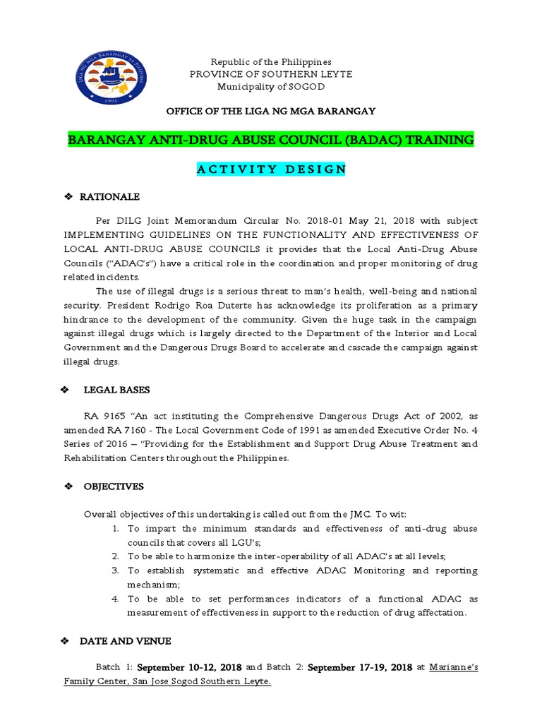 Badac Activity Design | PDF | Substance Abuse | Government