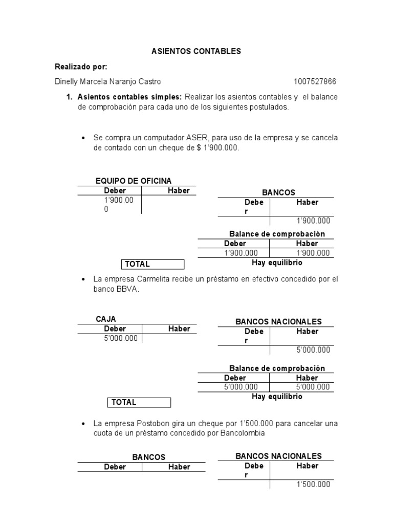 Asientos Contables | PDF | Contabilidad | Bancos