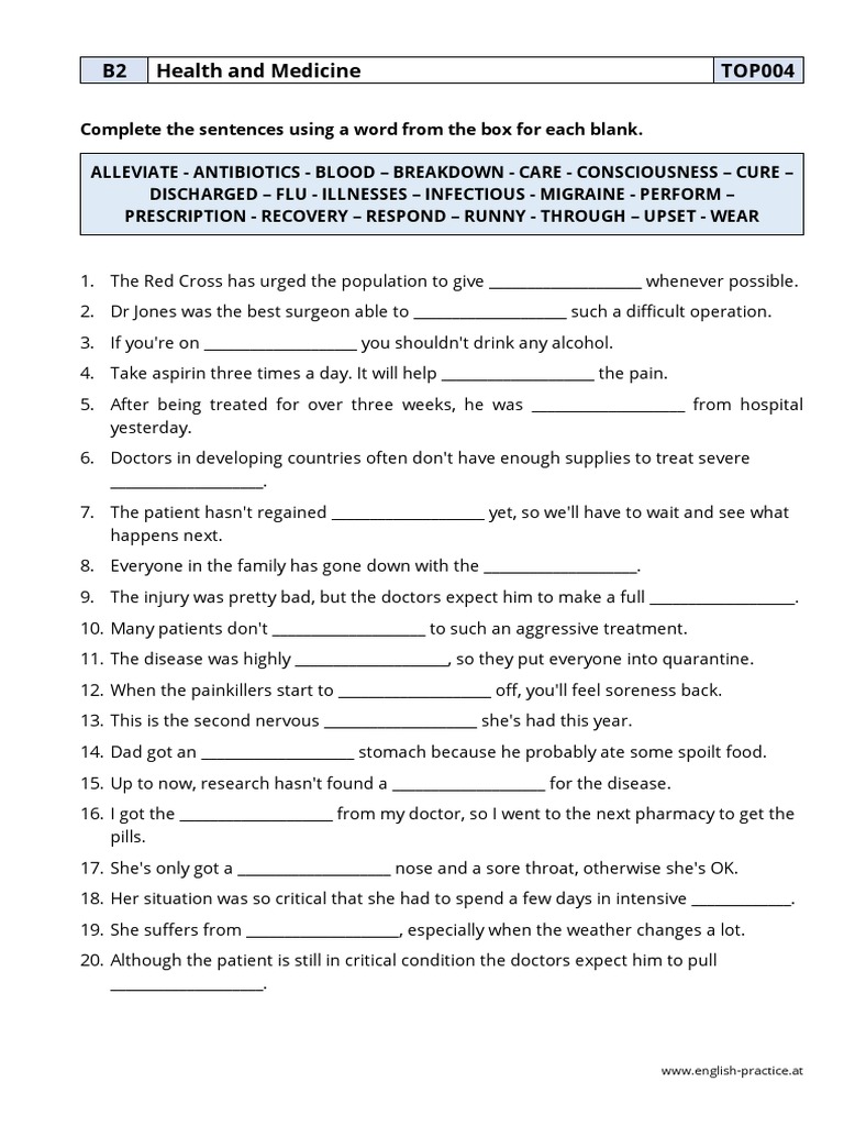 B2 Health and Medicine TOP004: WWW - English-Practice - at | PDF | Cure ...
