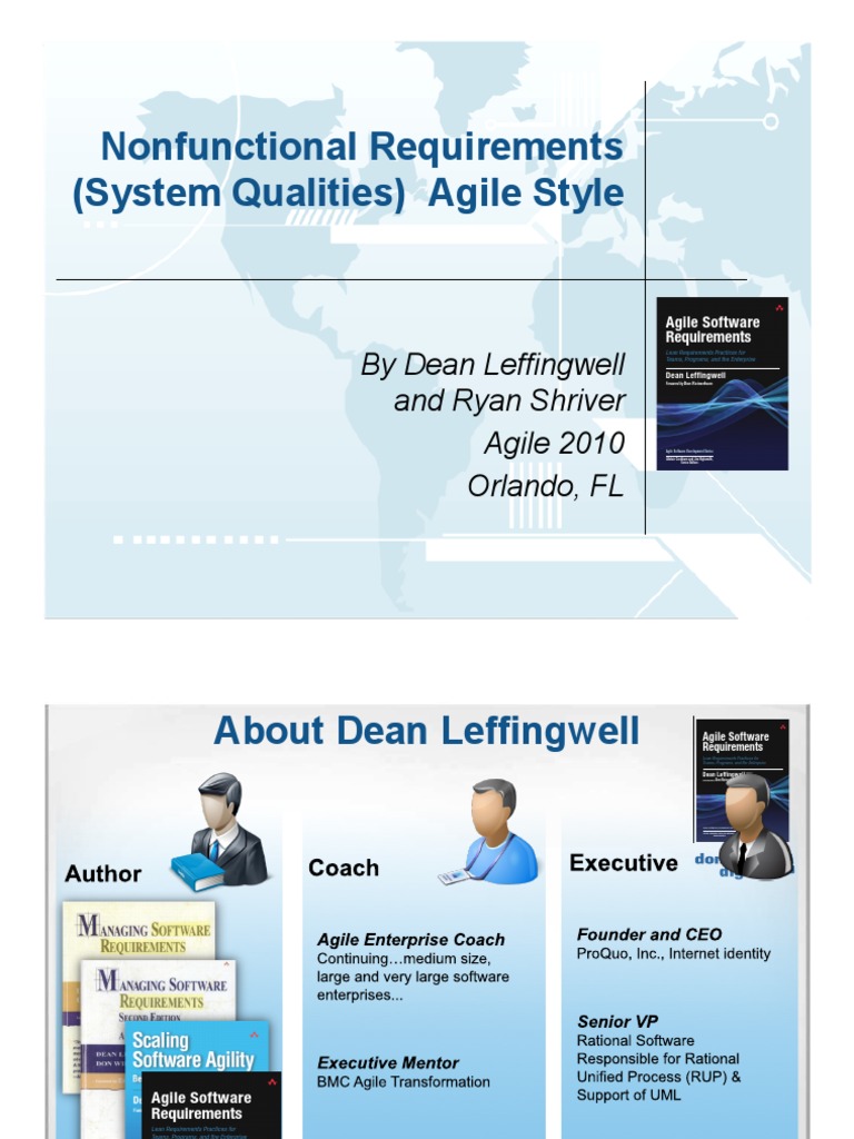 Nonfunctional Requirements (System Qualities) Agile Style: by Dean ...