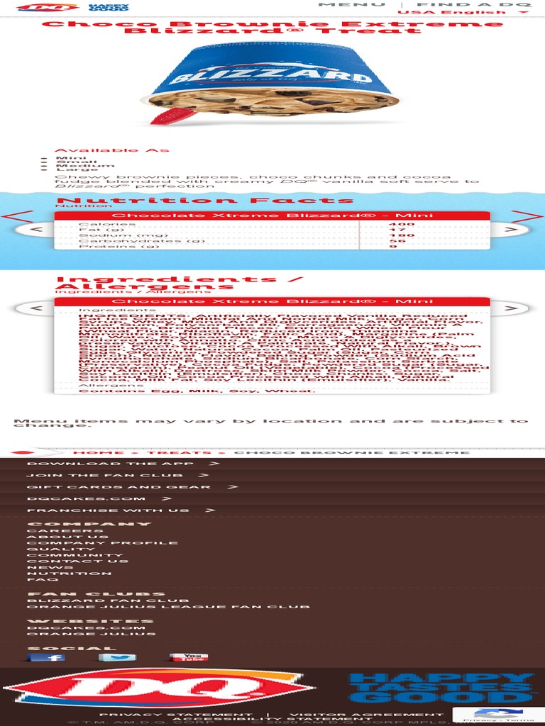 Choco Brownie Extreme Blizzard® Treat | PDF | Soybean | Fudge