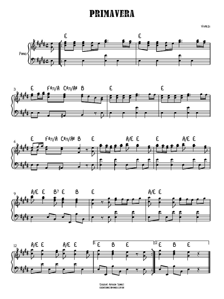 Primavera - Vivaldi - Piano | PDF