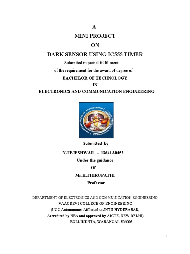 Dark Sensor Project with IC 555 Timer | PDF | Capacitor | Light ...
