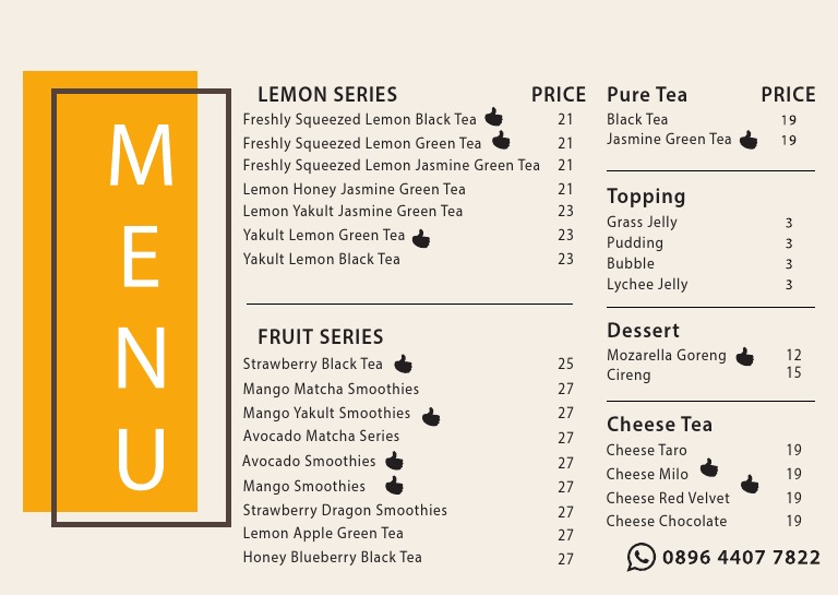 Tea and Dessert Menu Items | PDF
