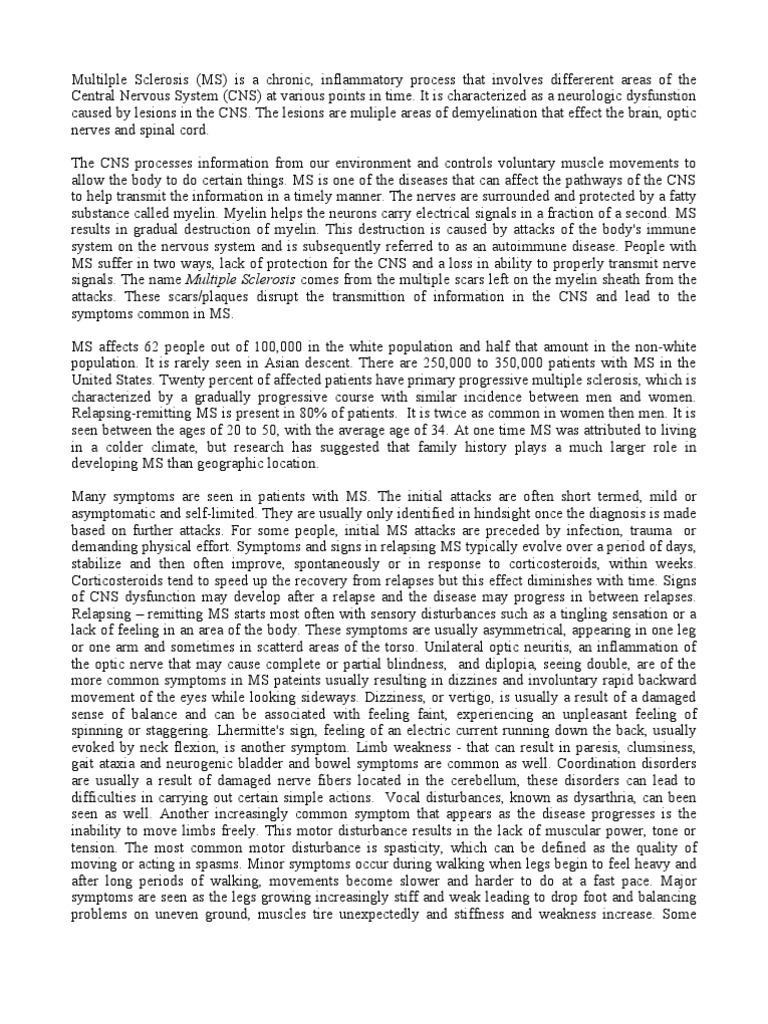 Case Study - Multiple Sclerosis | PDF | Multiple Sclerosis | Central ...