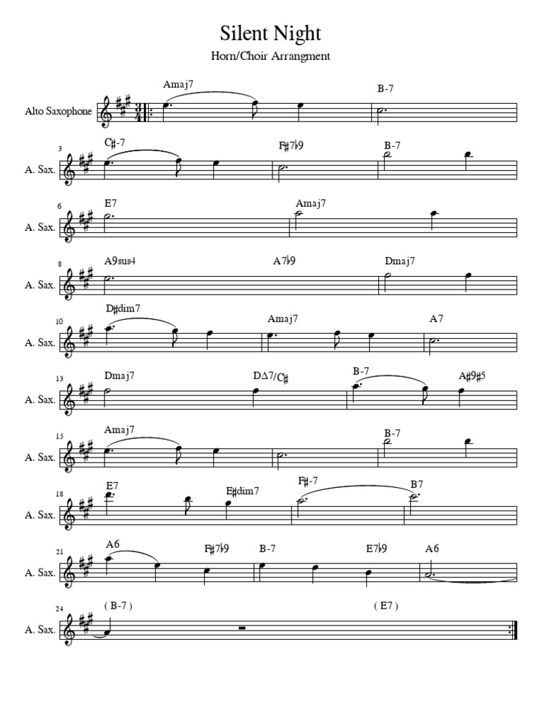 Silent - Night - Alto Sax | PDF | Saxophone | Popular Music