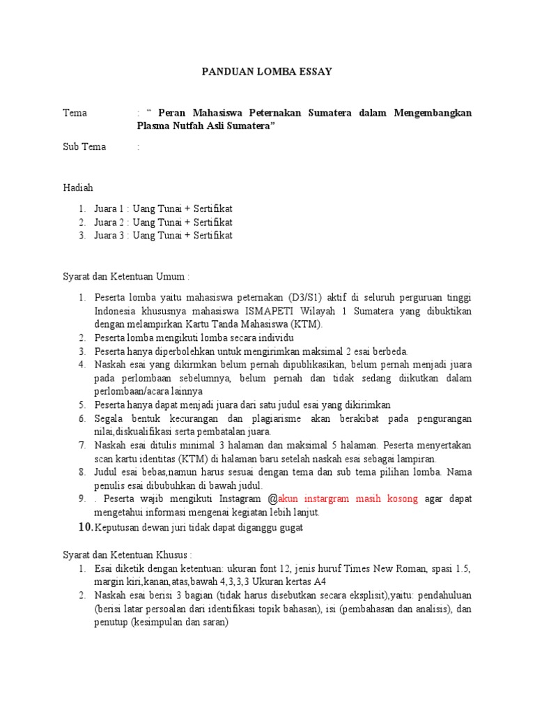 Panduan Lomba Essay | PDF